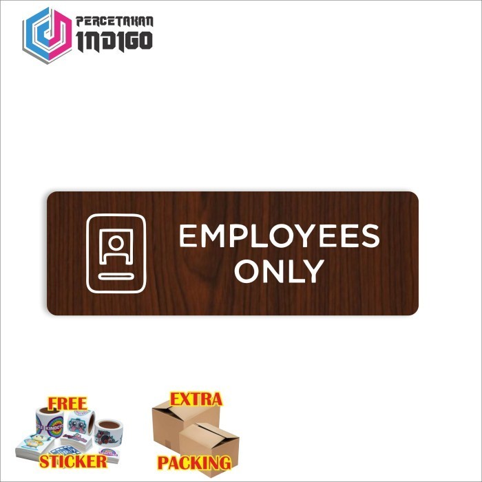 Jual Promo sign board papan signage kotak employees only Keren | Shopee ...