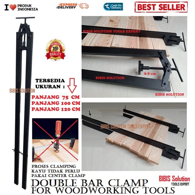 Jual Original Double Bar Clamp Alat Press Klem Catok Papan Sambung Kayu ...