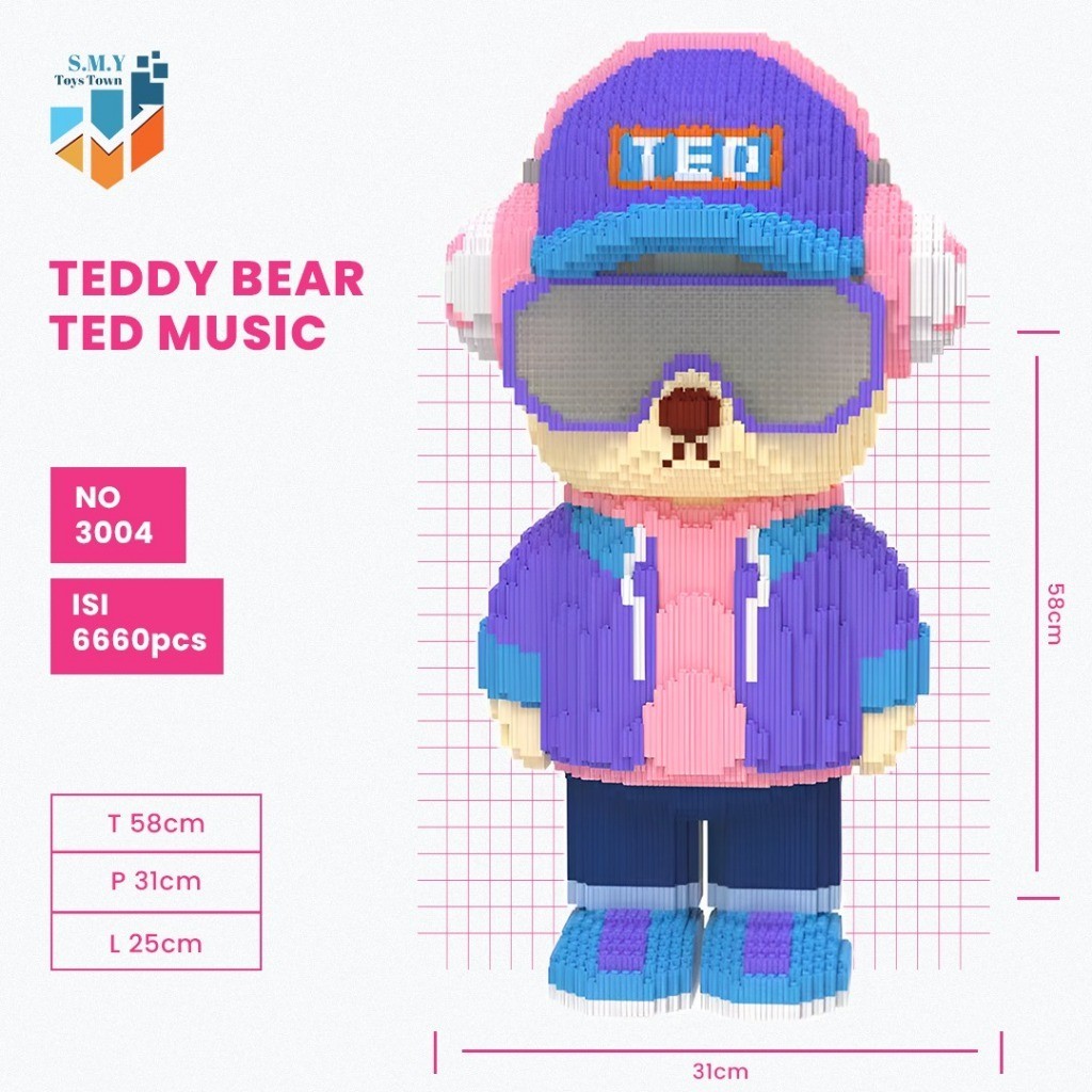 Jual TSC Nano Blocks Teddy Bear Ted Music 3D Model, Mainan Blok Susun ...