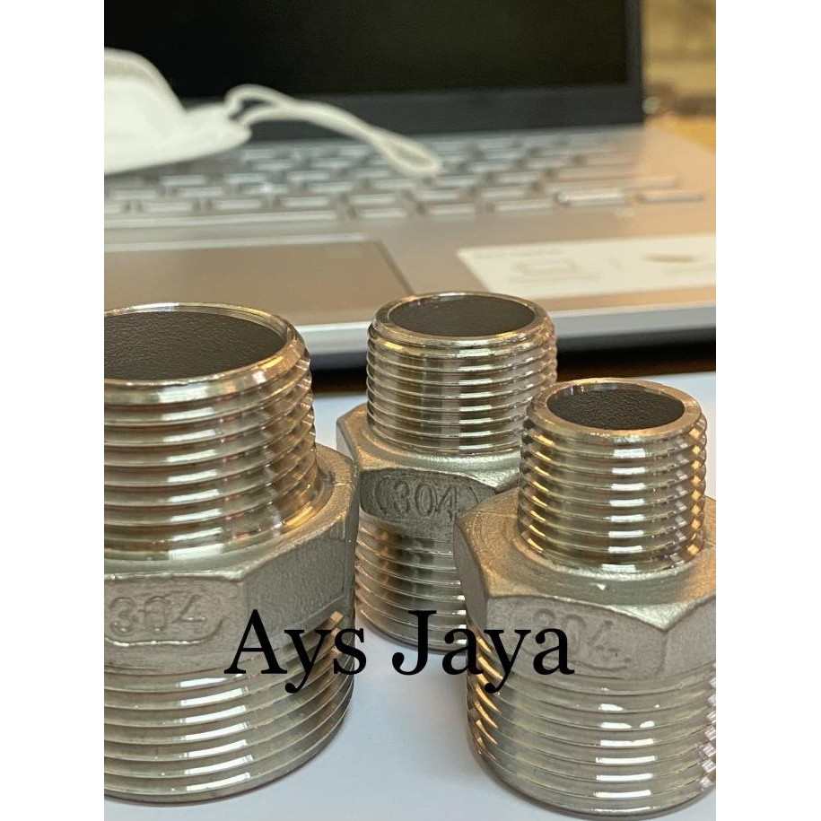 Jual Double Nepel Reducer Stainless 304 2 x 1 1/4 " inchi | Shopee Indonesia