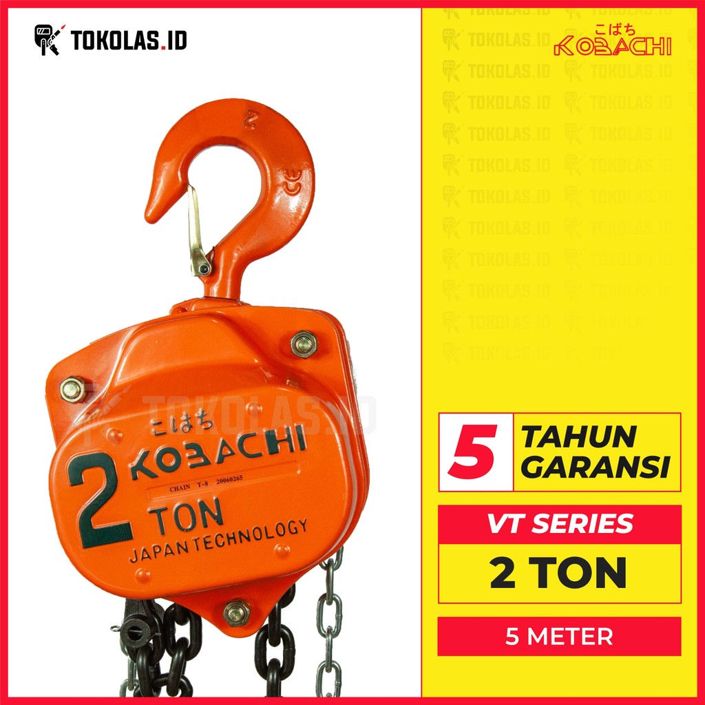Jual Kobachi Chain Block Takel Katrol Manual VT Jepang Japan Tech 2 Ton ...