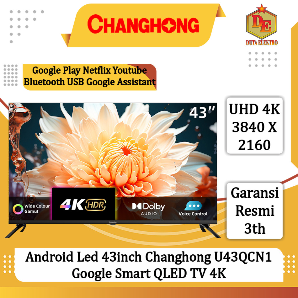 Jual Android Led 43inch Changhong U 43 QCN1 Google Smart QLed TV 4K ...