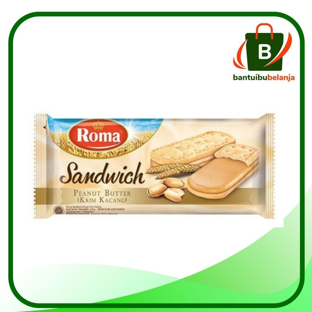Jual ROMA Sandwich Peanut Butter 180gram - Snack Biskuit Krim Kacang ...