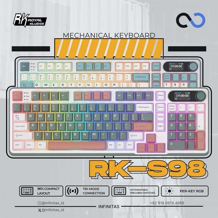 Jual Royal Kludge Rk-S98 / Rks98 Hotswap Gasket Wireless 98% Mechanical ...