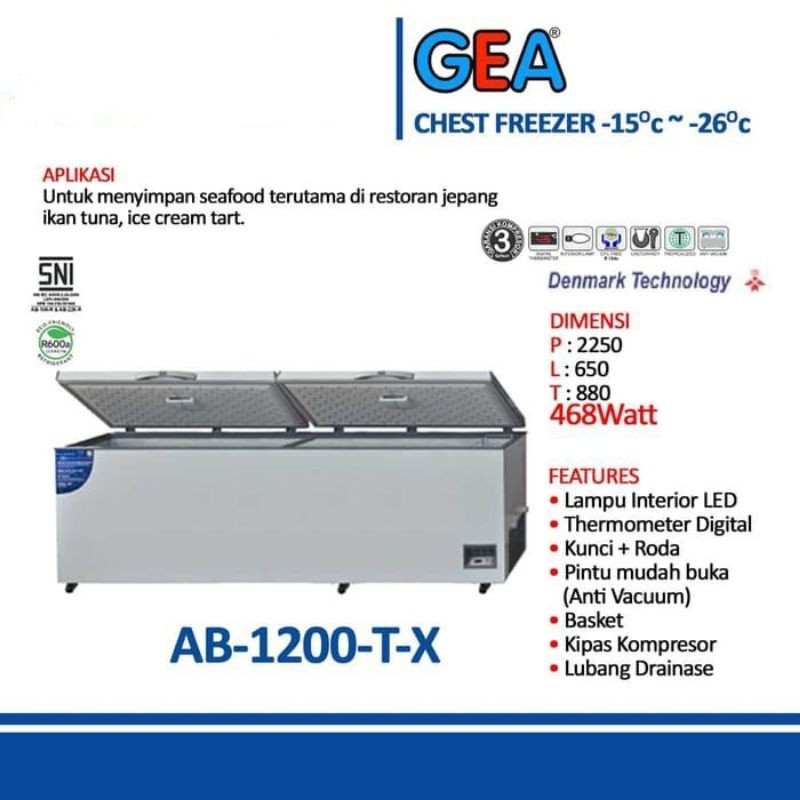 Jual Chest Freezer Box GEA AB1200 Freezer Daging GEA AB-1200TX | Shopee ...