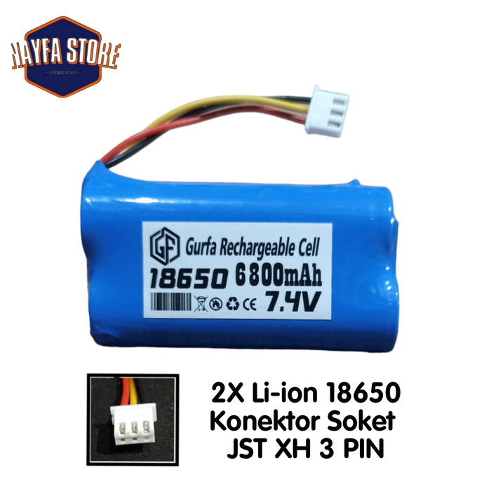 Jual Baterai Charger/ Cas Ulang 2X Li-ion 18650 7.4v Soket Putih 3 Pin | Shopee Indonesia