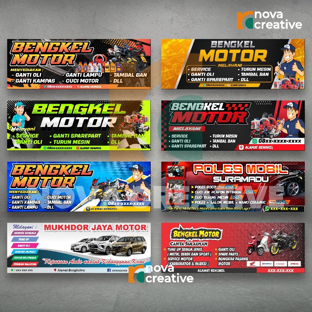 Jual Banner Bengkel Motor Dan Aksesoris Baligho Custom Gratis Desain ...