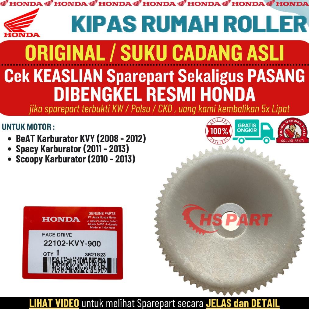 Jual Kipas CVT Gigi Lawan Rumah Roller Face Drive Beat Spacy Scoopy Karbu Carbu KVY Original AHM ...