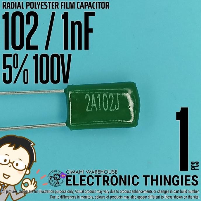 Jual (20) 102 POLYESTER FILM CAPACITOR 1NF 5% 100V KAPASITOR MYLAR ...
