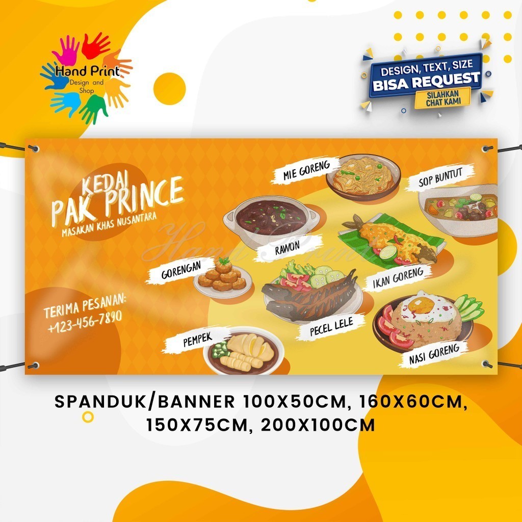 Jual Cetak Spanduk Banner Warung Makan Kedai Oren MMT Spanduk Custom ...