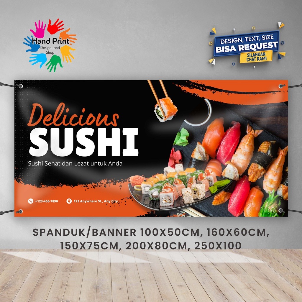 Jual SPANDUK BANNER Sushi Makanan Jepang Kimbab Bisa Request Desain ...