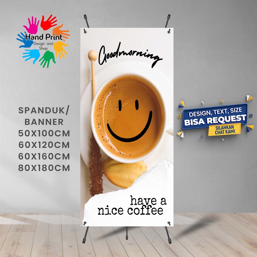Jual SPANDUK BANNER Kopi Pagi Smile Coffeeshop Krem 60x160 CM | Shopee ...