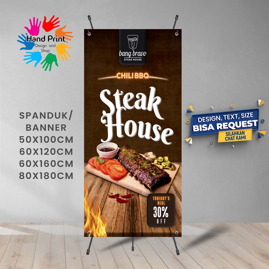 Jual SPANDUK BANNER BBQ barbeque Steak House Sapi Hitam Elegan B 60x160 ...