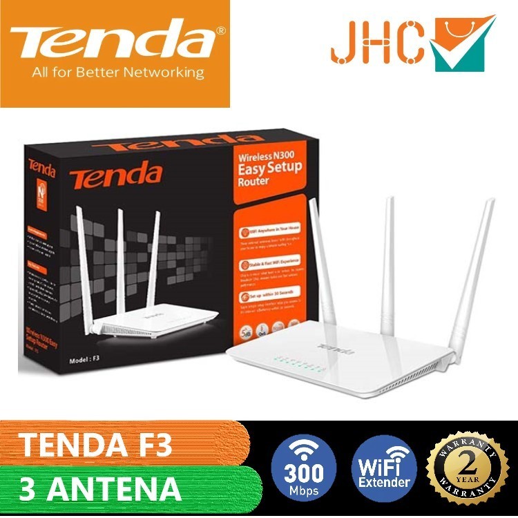 Jual Tenda F3 Wireless Router 300Mbps 3 Antena | Shopee Indonesia