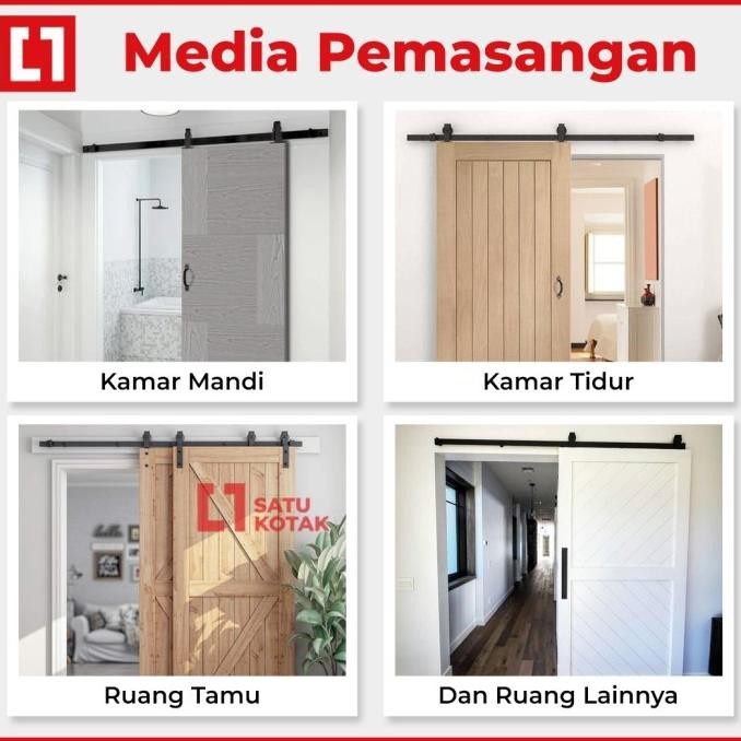 Jual Rel Gantung Pintu Kayu Geser Sliding Rail Barn Door 2,4 Meter ...