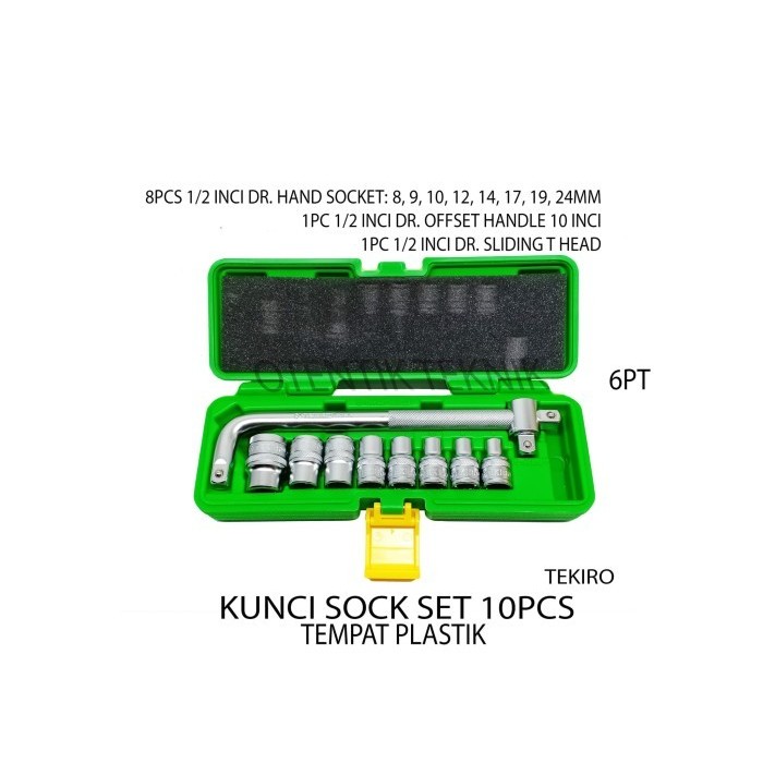 Jual Tekiro Sock Set 6 Pt 1/2 Inch 10 Pcs 8 Mm - 24 Mm Plastik Kunci Soket Fsp | Shopee Indonesia