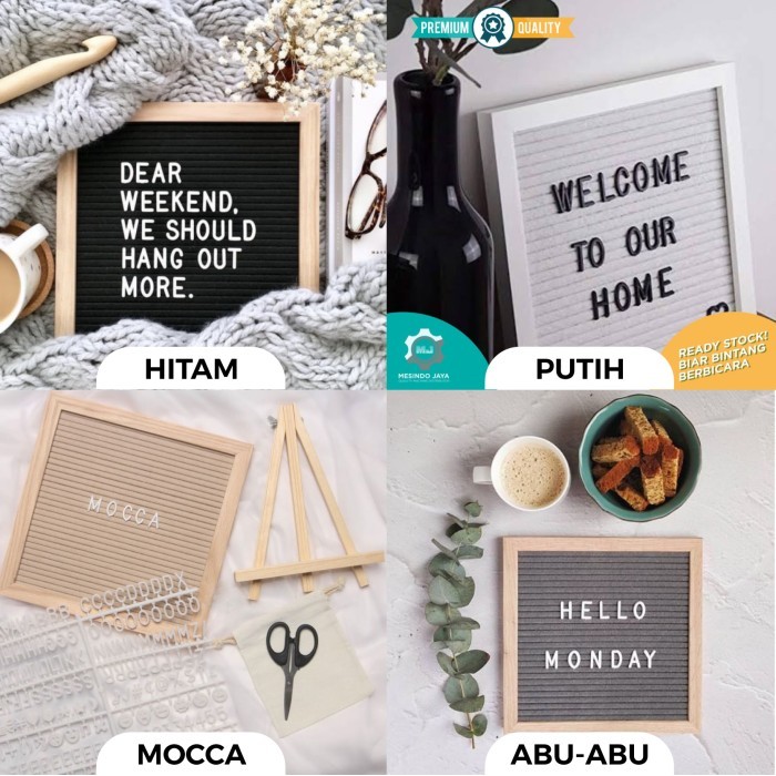 Jual Ready Lengkap! 1 Set Felt Letter Board / papan huruf cafe, papan ...