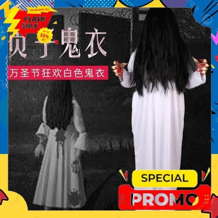 Jual PROMO CC-47 KOSTUM SADAKO COSPLAY COSTUME HALLOWEEN HANTU SETAN ...