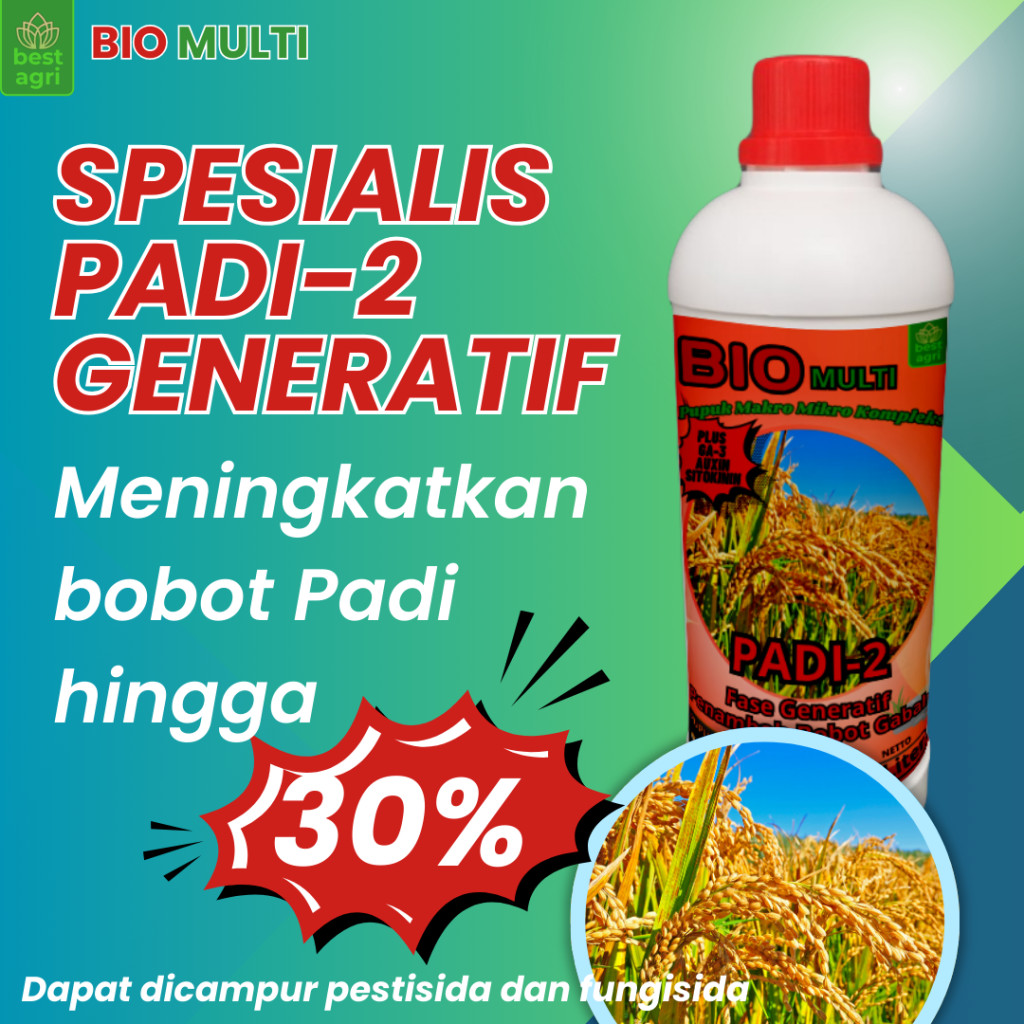 Jual Bio Multi Padi-2 1 Liter Pupuk Penambah Bobot Padi Boom Padi | Shopee Indonesia