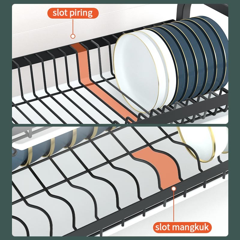 Jual Rak Piring Rak Cuci Piring Penyimpanan Dapur Stainless Steel Dish ...