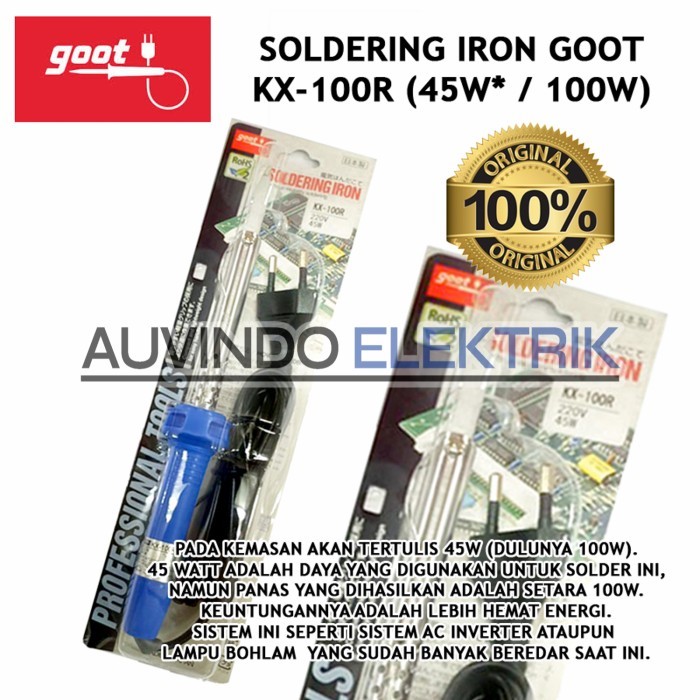 Jual SOLDERING IRON GOOT KX-100R 100W ORI SOLDER GOOT 100 WATT KX100R PATRI | Shopee Indonesia