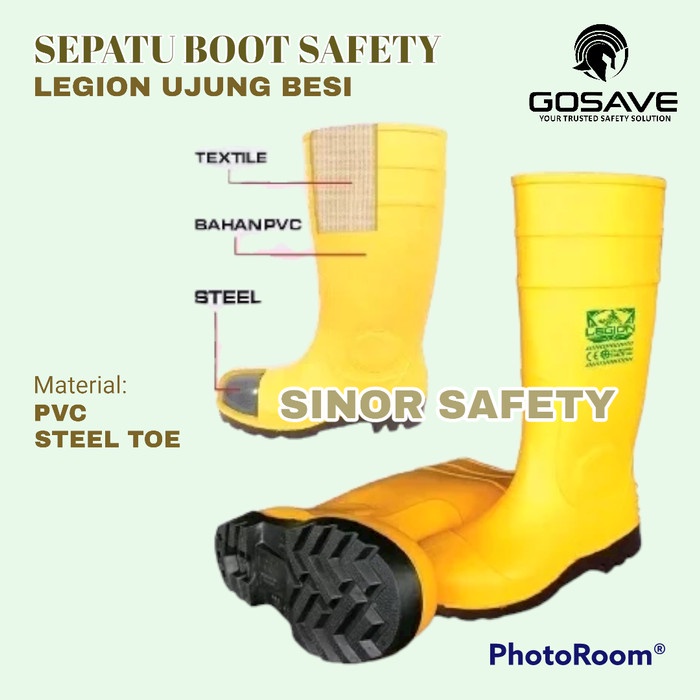 Jual ALAT KESELAMATAN SEPATU BOOT RUBBER SAFETY LEGION KARET UJUNG BESI ...
