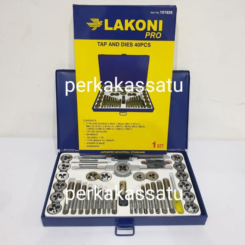 Jual TAP AND DIE SET 40PCS LAKONI PRO MATA HAND TAP SNEI SNEY SENAI 40 ...