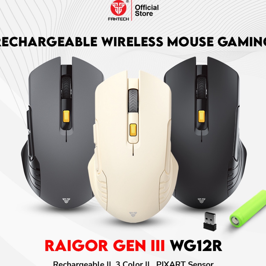 Jual [ V-☑J12> Fantech RAIGOR III WG12R Rechargeable Baterai Mouse Wireless Gaming WG12 murah ...