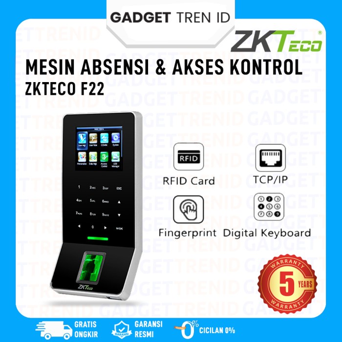 Jual Mesin Absensi Fingerprint & Kartu ZKTeco F22 Bisa Akses Kontrol | Shopee Indonesia