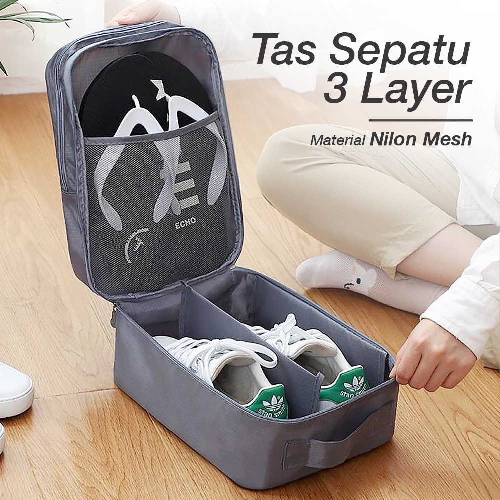 Jual G1 Tas sepatu Travel organizer shoes bag /Sepatu futsal /Sekolah 3 ...
