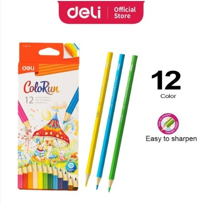 Jual Deli Colored Pencil Color Run Series 12/24 Colors Hexagonal Barrel ...