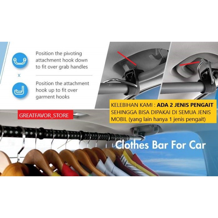 Jual Gantungan Baju Mobil Portable & Expandable (Car Hanger Bar ...