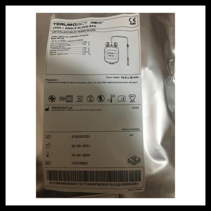 Jual BLOOD BAG TERUMO 350ML SINGLE KANTONG DARAH TERUMO 350CC | Shopee ...