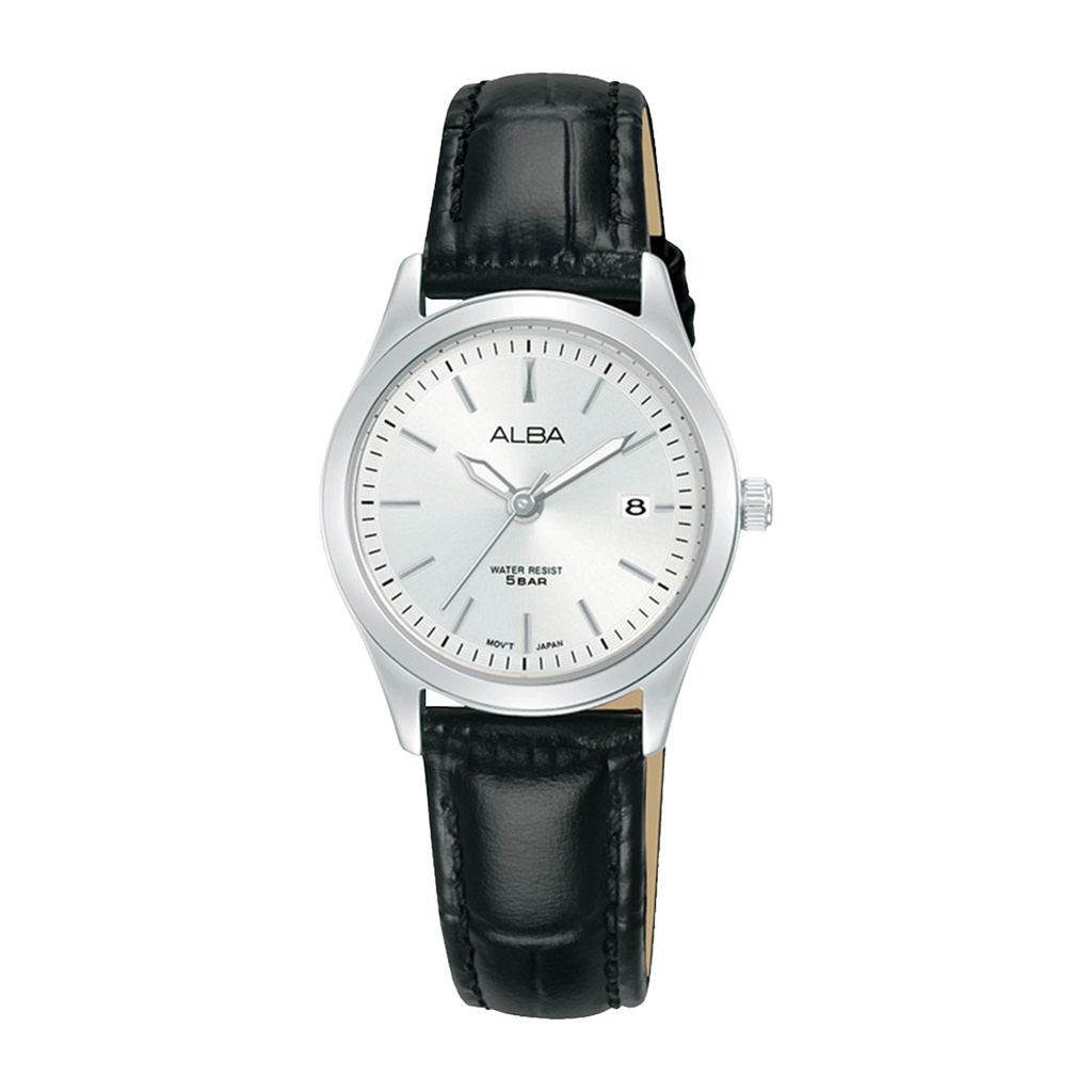 Jual Jam Tangan Wanita ALBA Prestige AH7CG7X1 White Dial Black Leather ...