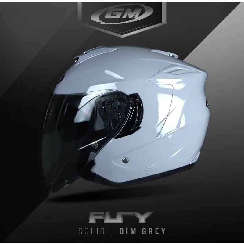 Jual GM FURY DIM GREY GLOSSY SOLID DOUBLE VISOR ORIGINAL | HELM MOTOR HALF FACE FURRY ABU ORI ...
