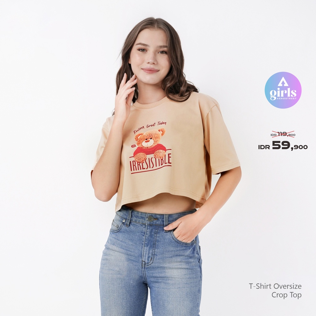 Jual Aerostreet T Shirt Oversize Crop Top Feeling Great Today Mocca Kaos T-Shirt Tshirt 1C001 ...