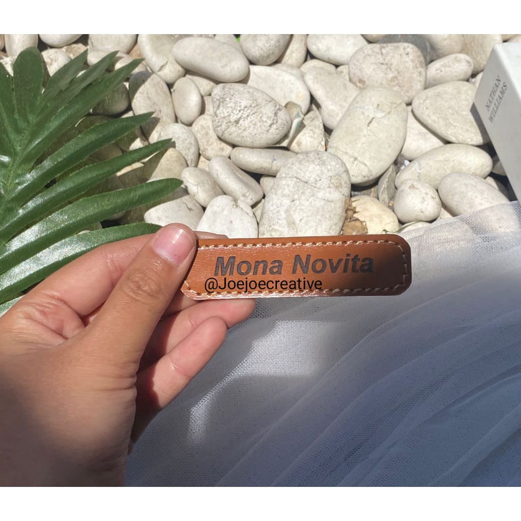 Jual Nametag Kulit Asli Garut premium | Laser nama | Grafir nama bahan ...