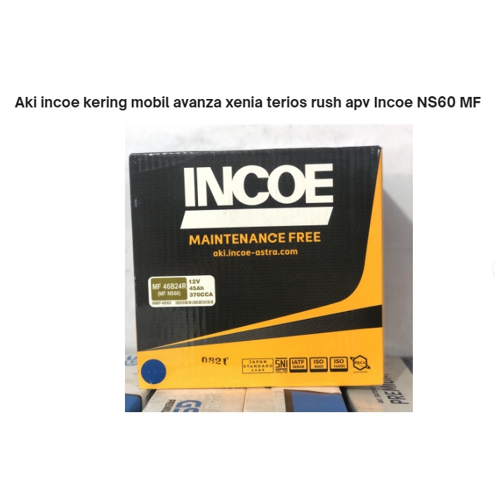 Jual AKI KERING MOBIL INCOE MF NS60 MAINTENANCE FREE VERSI ORIGINAL | Shopee Indonesia