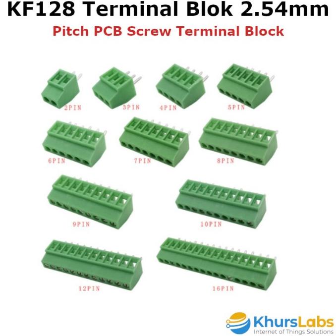 Jual KF128 10P 2.54mm Pitch PCB Screw Terminal Block 2/3/4/5/6 Pin T Blok | Shopee Indonesia