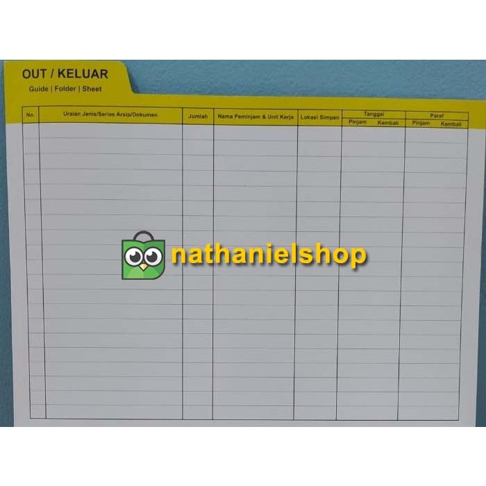 Jual OUT INDIKATOR (OUT GUIDE/OUT SHEET) ARSIP/DOKUMEN ISI 15 LEMBAR ...