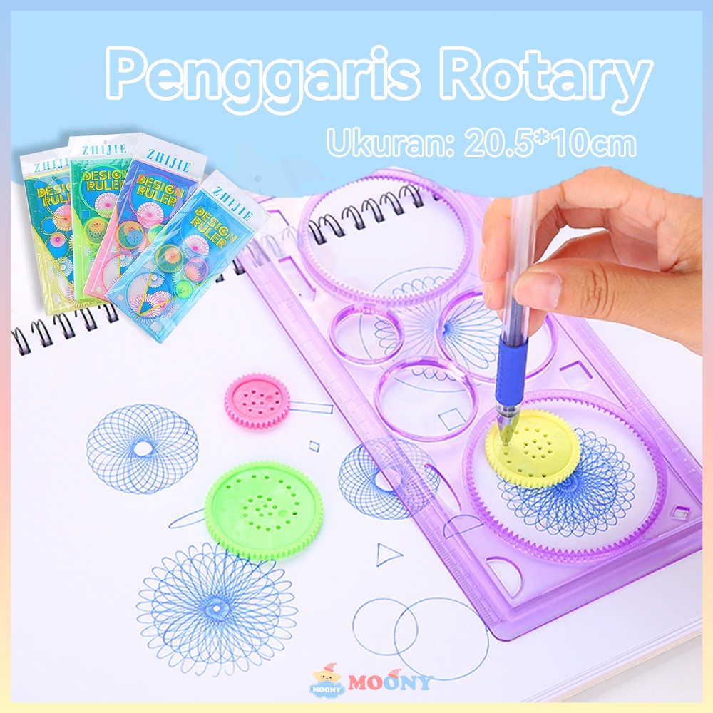 Jual Moony Penggaris garisan rotary bunga Spirograph geometrik ruler ...