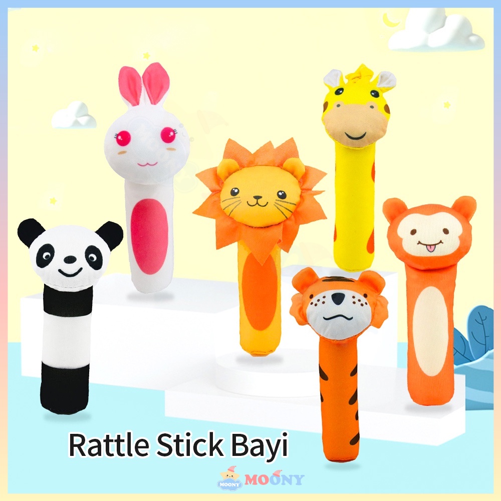 Jual Moony Rattle stick bayi Bunyi Mainan Tangan bayi bentuk hewan lucu ...