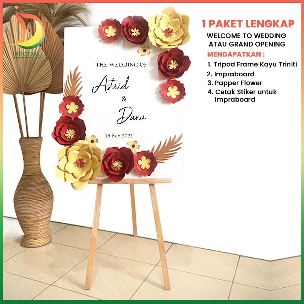 Jual Flower Board Karangan Bunga Papan Bunga Kertas Wedding Sign 60x80 ...