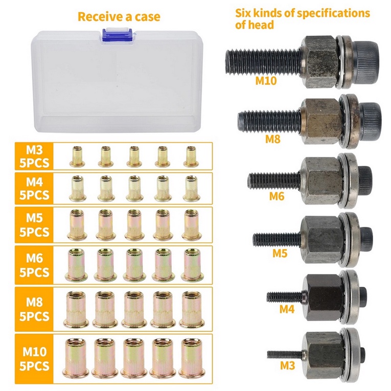 Jual Nut Rivet Kepala Adapter Hand Nut Rivet Gun Baut Mur Set M3 M4 M5 ...