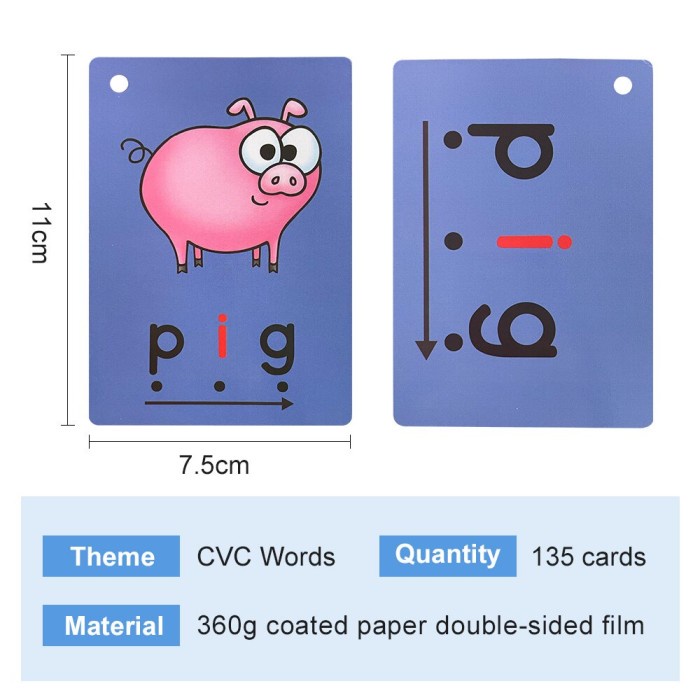 Jual Flash Sale 135 Cards Phonics Cvc Words Flashcards Sight Word