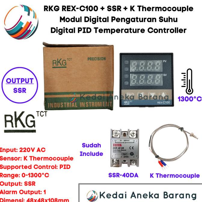 Jual PID Rex C100 Rex-C100 Temperature Controller SSR 1300C K Thermocouple | Shopee Indonesia