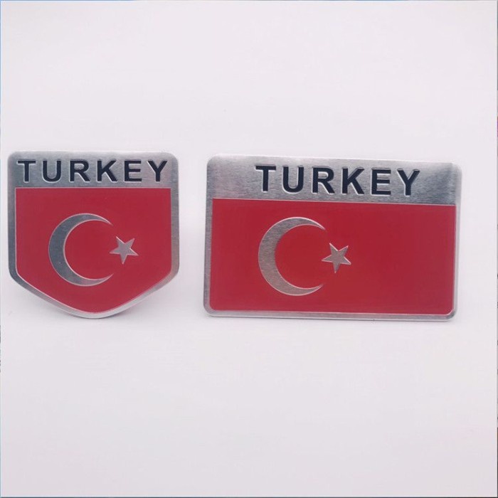 Jual emblem 3d alumunium bendera negara turkey sticker plat turki flags ...