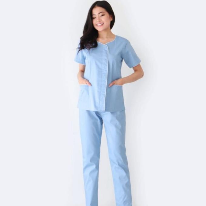 Jual Baju Suster Zoe Blue / Seragam Baby Sitter / Seragam Suster ...