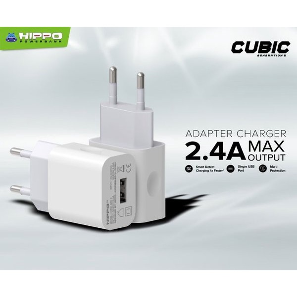 Jual Hippo Adaptor Cubic Gen 2 2.4A SDC USB-A Adapter Kepala Casan Colokan Charger Charging ...