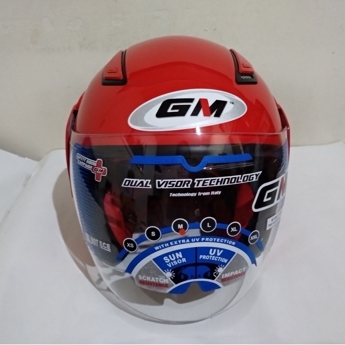Jual Helm Gm Interceptor Solid Double Visor White Dan Red | Shopee Indonesia